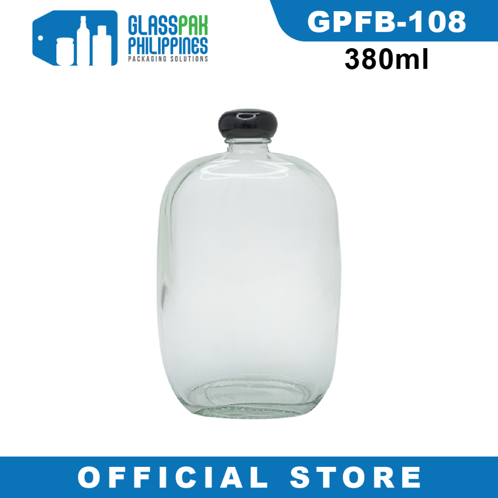 Glasspak 380ML Flat Wide Beverage Bottle Empty Clear Glass Material ...