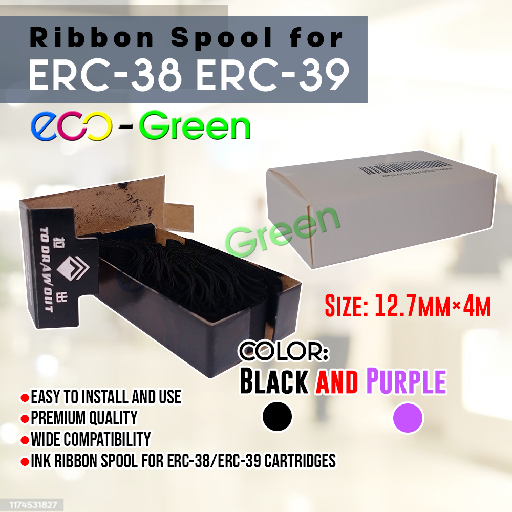 ERC 39 ERC 38 Printer Ribbon Spool / Ribbon Refill Purple and Black ...