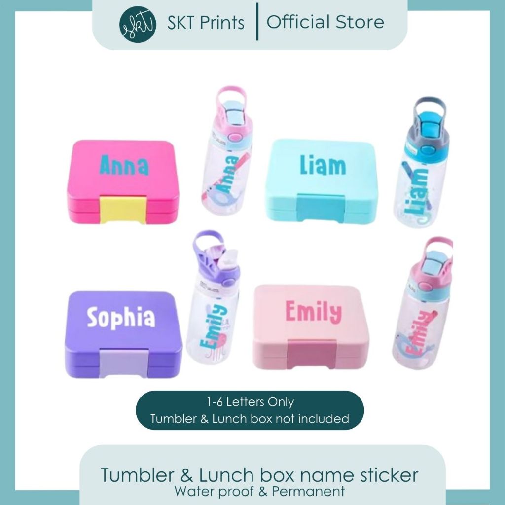 Personalized Name Sticker Decal for Lunch Box & Tumbler 1-6 letters ...
