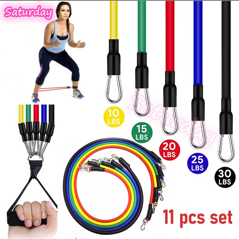 Fitness Resistance Band 11-piece Set Exercise Workouts Stretch Strap ...
