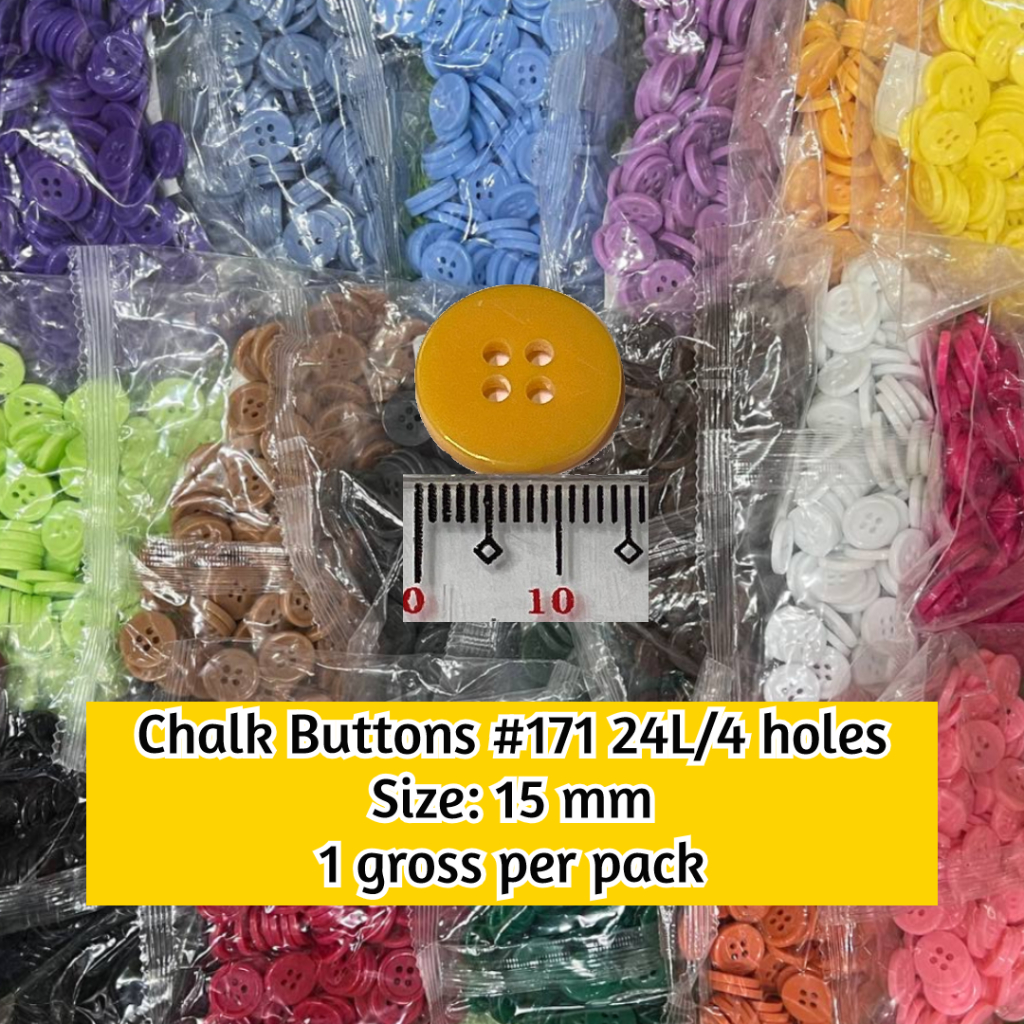 Chalk Buttons #171 4 holes Size 24L (15 mm) 144pcs estimate per pack ...