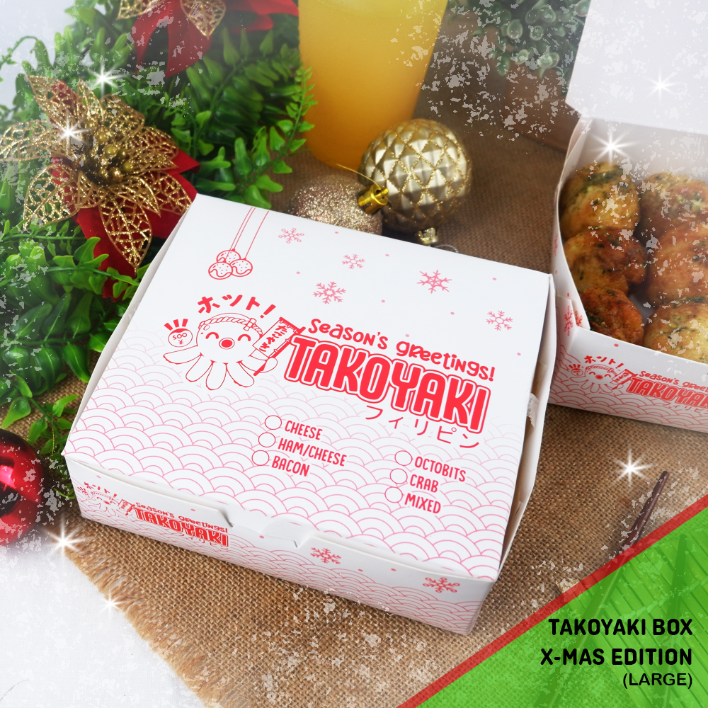 TAKOYAKI BOX LARGE CHRISTMAS DESIGN 50 pcs. | Shopee Philippines