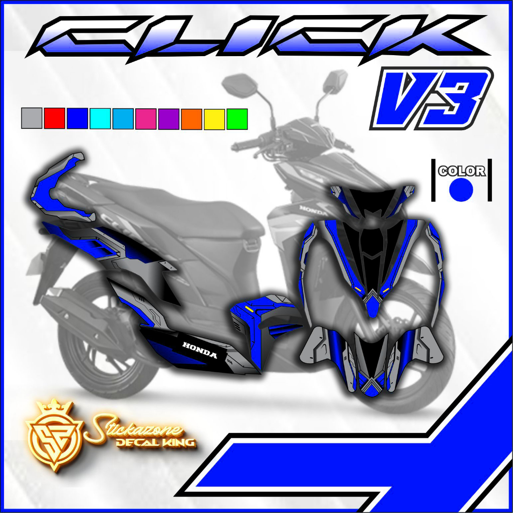 HONDA CLICK V3 NEW DESIGN FULL STICKER DECALS PRINTED LAMINATED ...