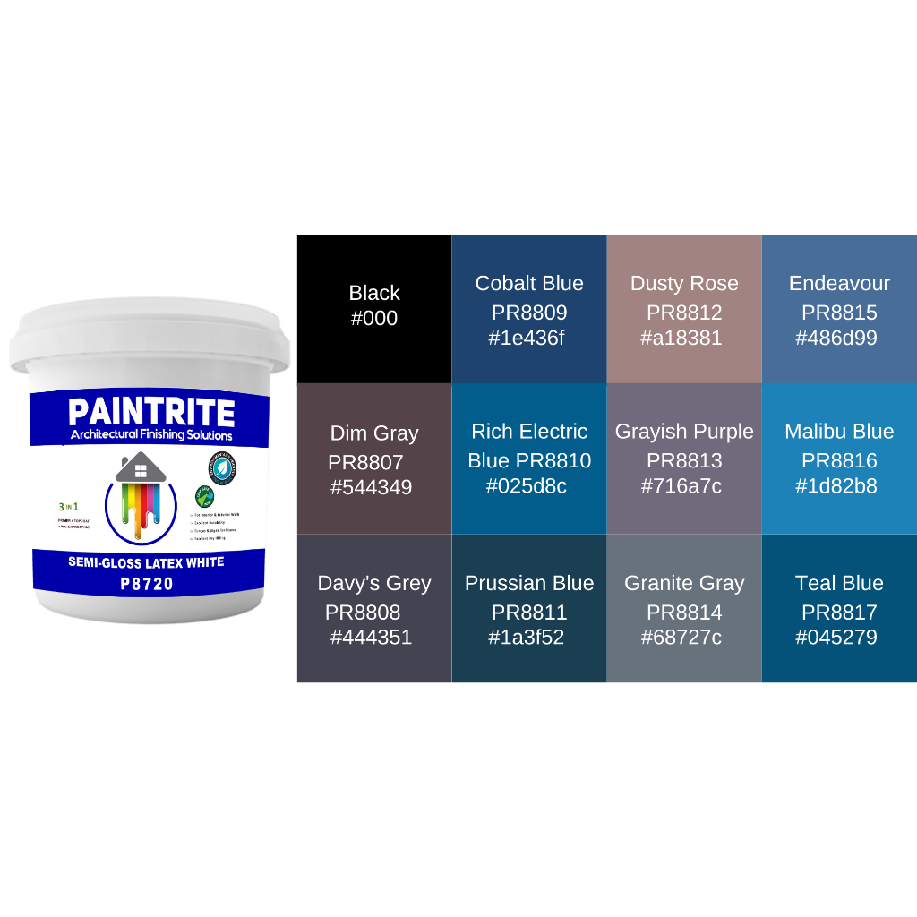 Paintrite Gloss Latex Paints 1L Color Palette #10 | Shopee Philippines