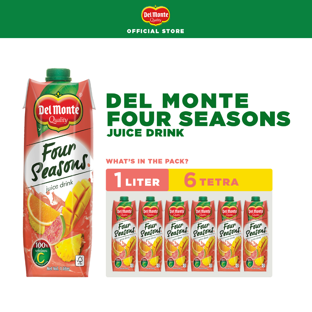 DEL MONTE Four Seasons Juice Drink for Refreshing Fruity Goodness - 1L ...