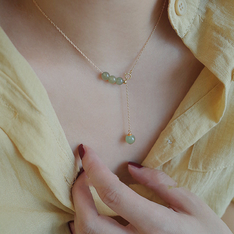 SL 18K gold jade Korean fashion Transfer bead luck Pull-out design ...