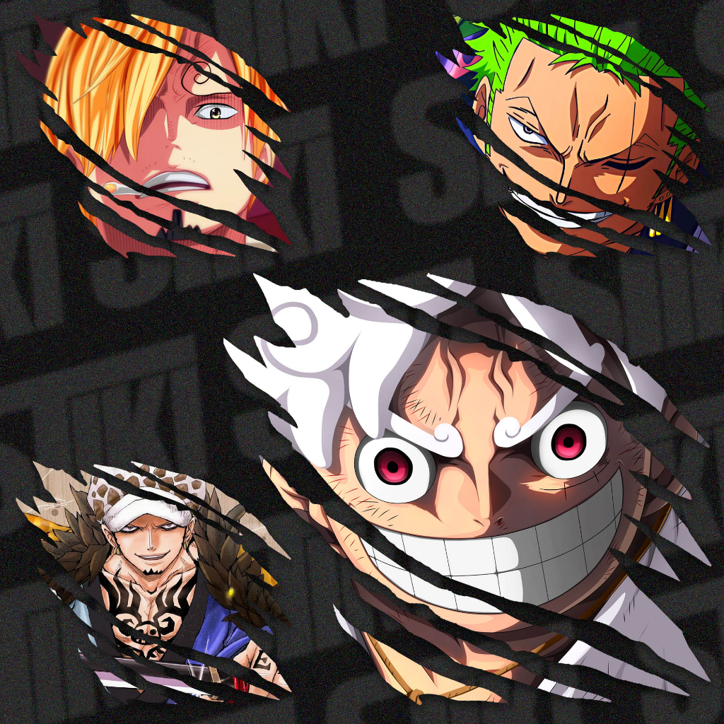 Scratch Kalmot One Piece Luffy Zoro Nami Law Vinyl Sticker WATERPROOF ...