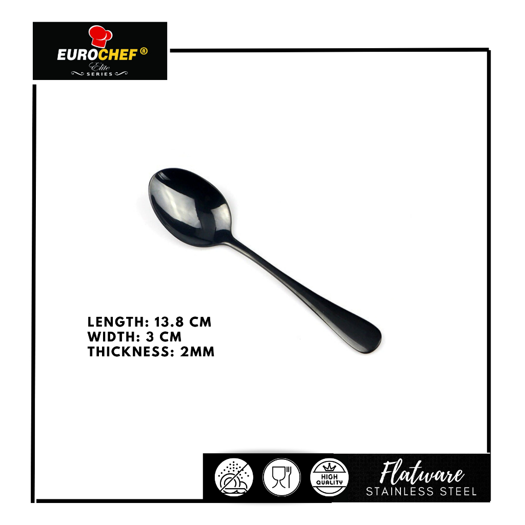 Eurochef Heavy Duty Black Dinner Spoon Fork Knife Teaspoon High Quality ...