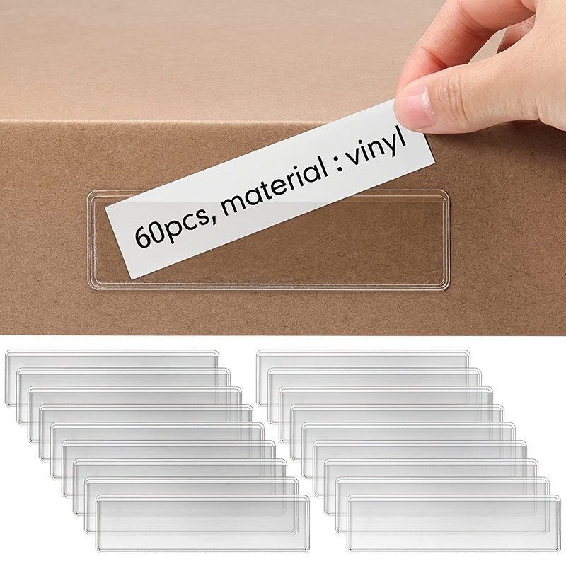 60Pcs/set Transparent Adhesive Shelf Tag Supermarket Office Items ...
