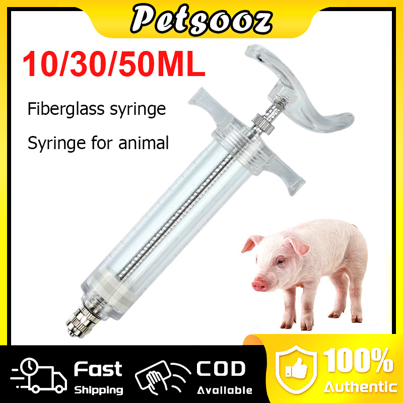10/30/50ML Fiber glass syringe for pig Piglet Heavy duty TPX syringe ...