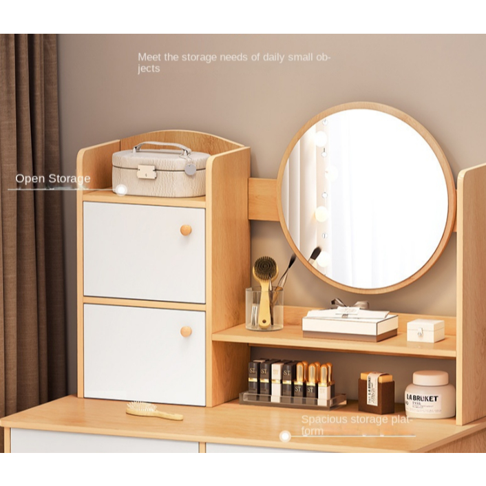 Makeup Vanity Desk with Mirror and Light Dressing table with Drawer and ...