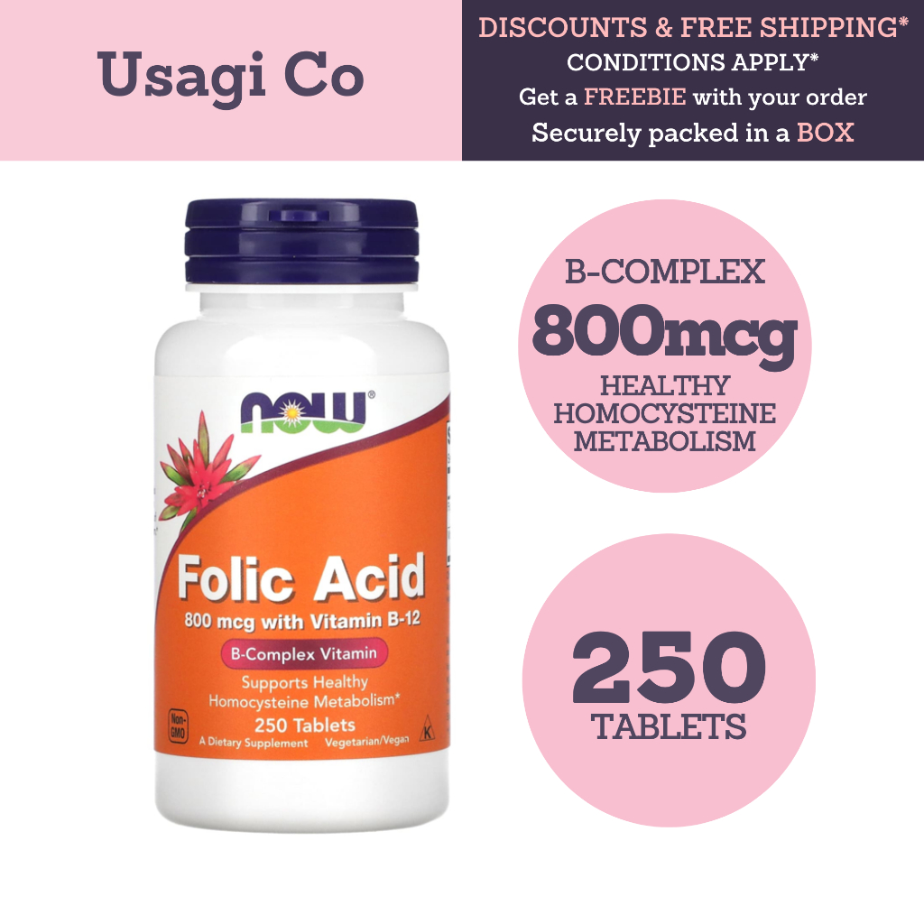NOW Foods, Folic Acid, 800 mcg, 250 Tablets | Shopee Philippines