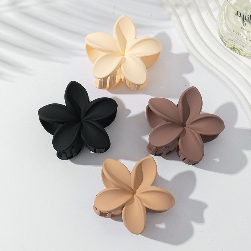 Matte Plumeria Flower Hair Clamp Cream Coffee Plum Flower Hair Claw ...