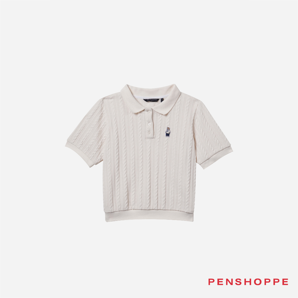 Penshoppe Relaxed Fit Cable Knit Polo With Embroidery For Women (Off ... Penshoppe Relaxed Fit Cable Knit Polo With Embroidery For Women (Off ...