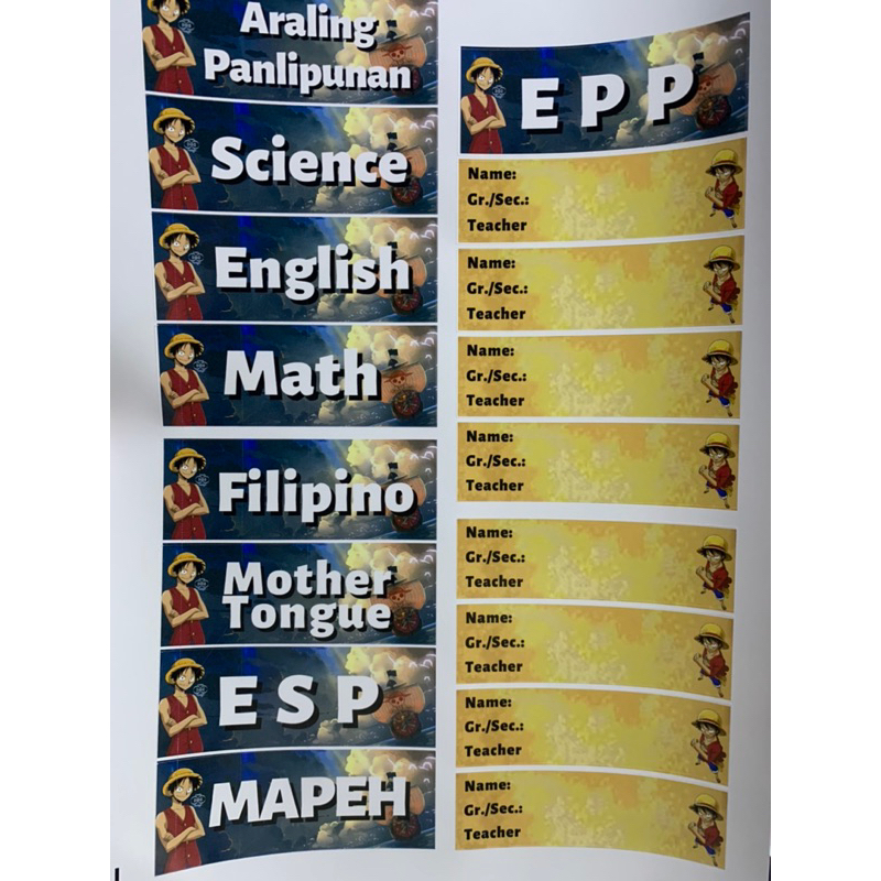 Subject Sticker | One Piece Themed | Shopee Philippines