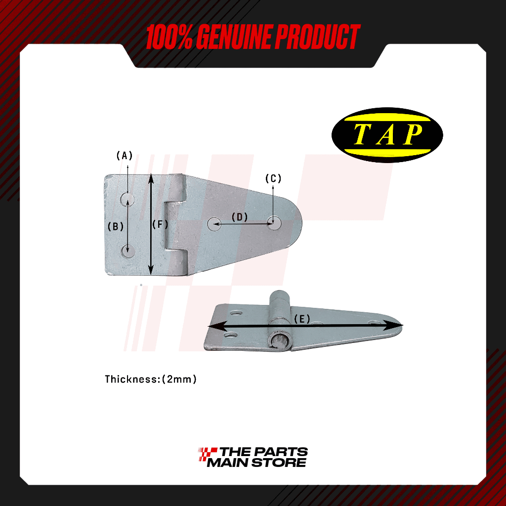 TAIWAN AUTO PARTS HOOD HINGE STAINLESS (MEDIUM) (4 HOLES) (LYHDH-6 ...