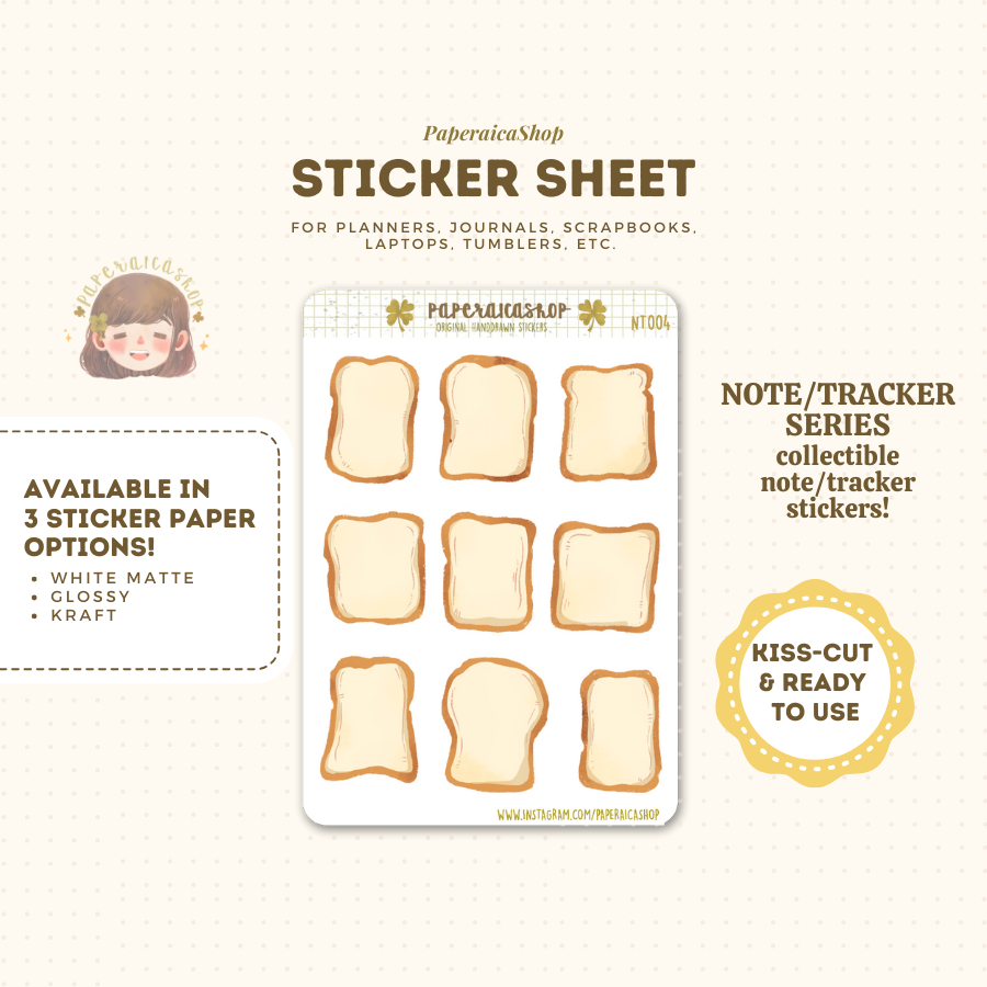 Toast Note Stickers, Bread Sitckers, Food Stickers, Morning Stickers ...