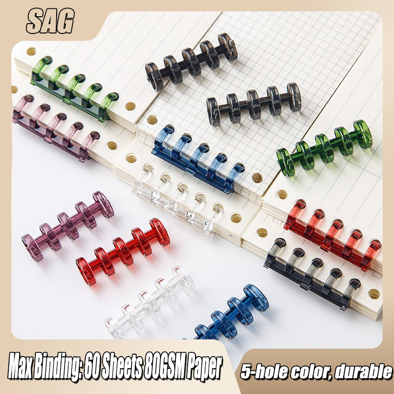 Plastic 5 Hole Binding Ring DIY Transparent Binder Loop Loose-leaf ...