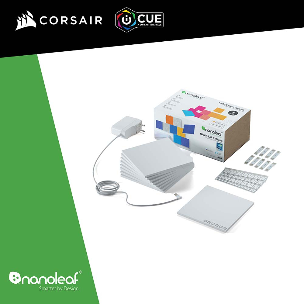 Nanoleaf Canvas Starter Kit 9 Light Squares Smart LED RGBW Wall Lights ...