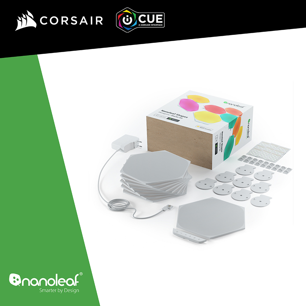 Nanoleaf Shapes Hexagons Starter Kit (9 Panels) Modular Touch-reactive ...