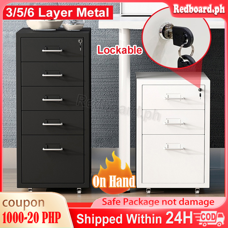 Lockable 3/5/6 Layer Metal Drawer Unit Home Office Drawer File Cabinet ...