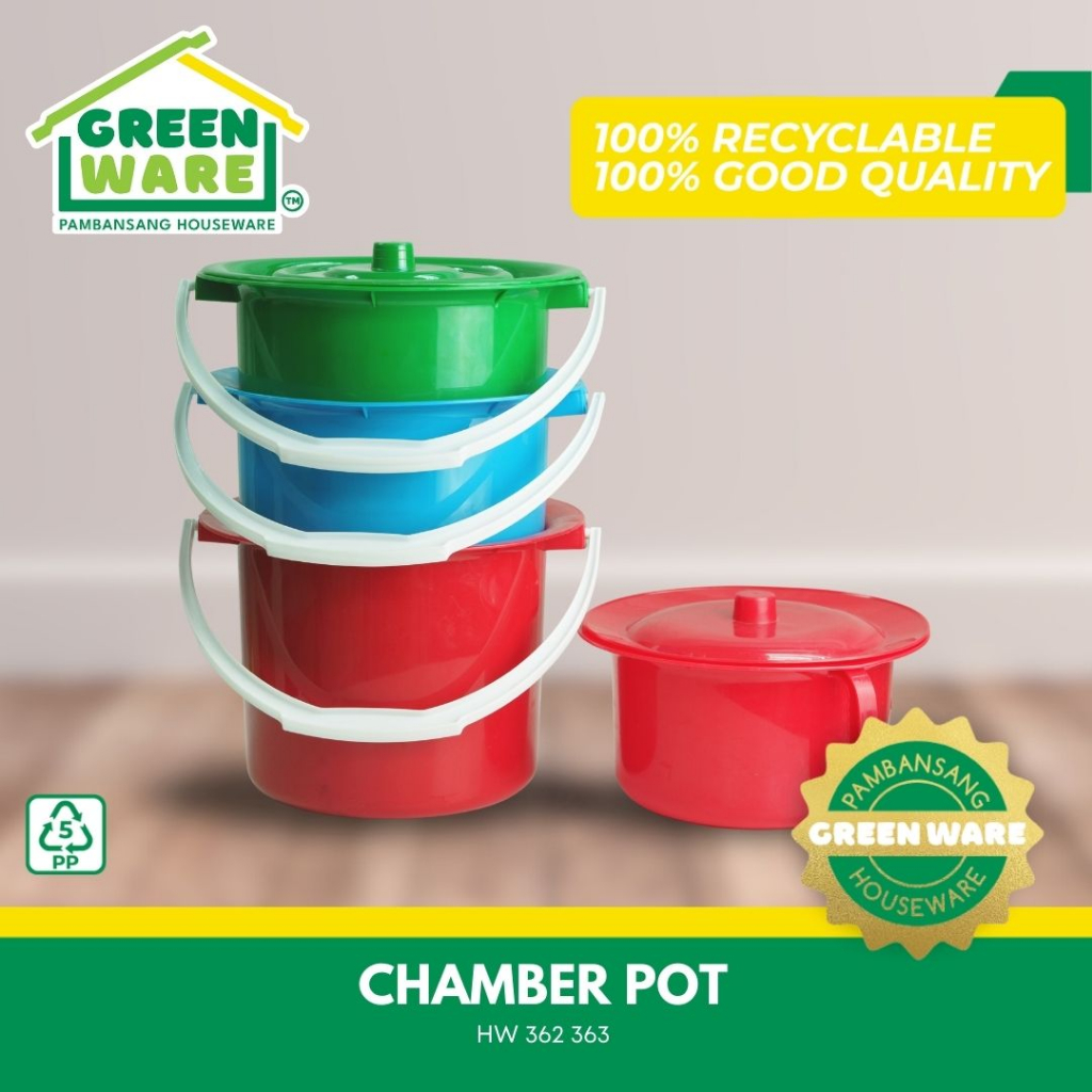 Greenware Chamber Pot Arinola Bowl w/ Cover and Handle HW-362/HW-363 ...