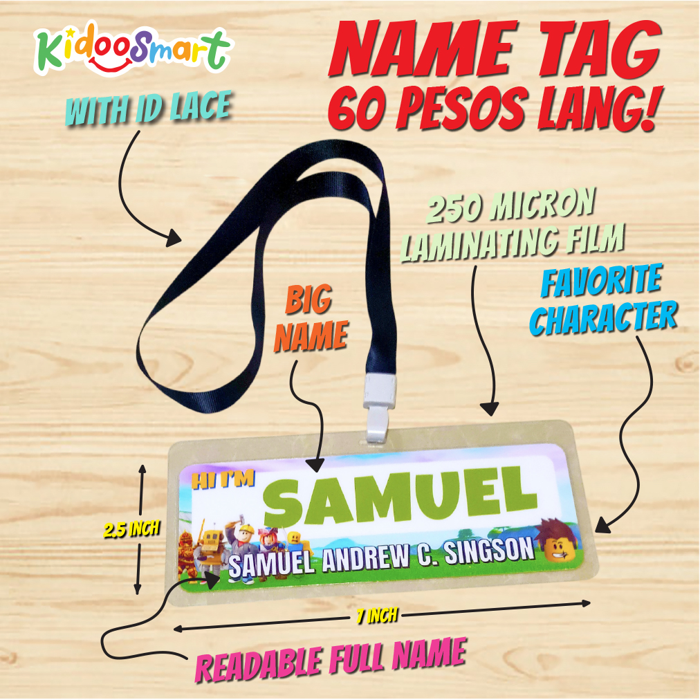 Student NAME TAG Laminated Back to Back Print with ID Lace | Shopee ...
