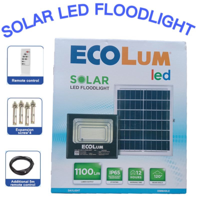 ECOLUM SOLAR LED FLOODLIGHT CFL51100DL 40 Watts 100 WATTS | Shopee ...