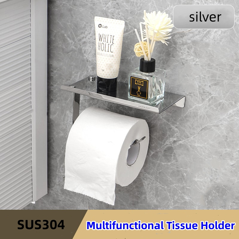 18cm Stainless Steel Wall Toilet Roll Paper Holder Rack Tissue Roll ...