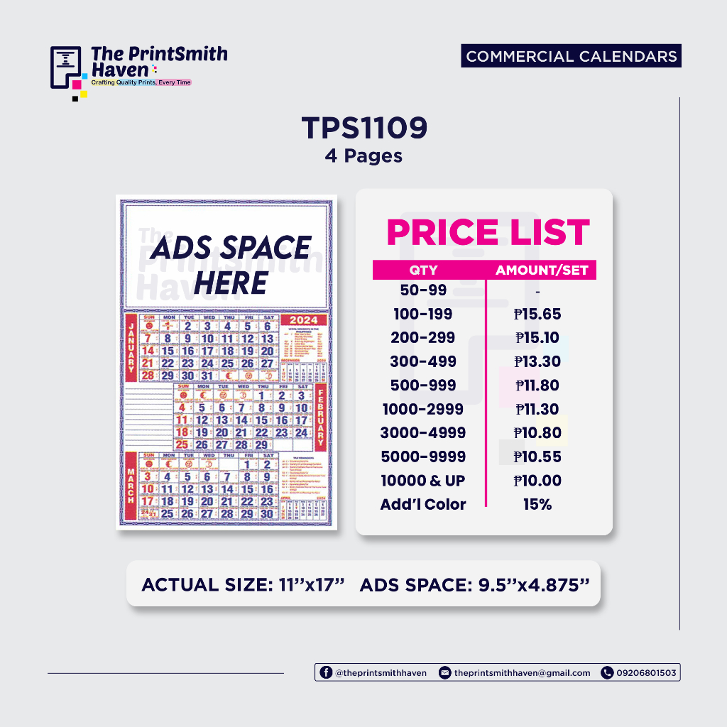 500*pcs Poster Calendar | Shopee Philippines