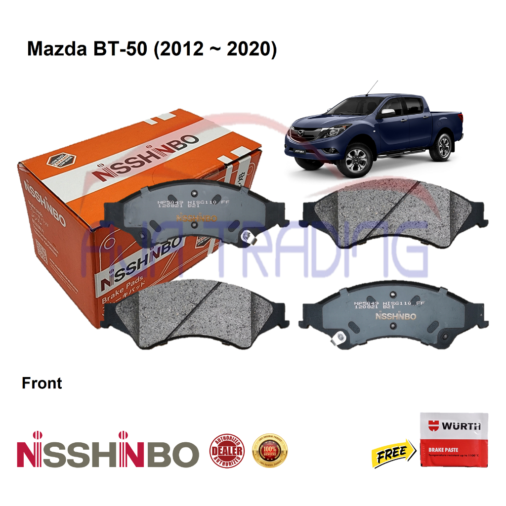 Genuine Nisshinbo Front Brake Pads with SHIMS and CLIPS for Mazda BT-50 ...
