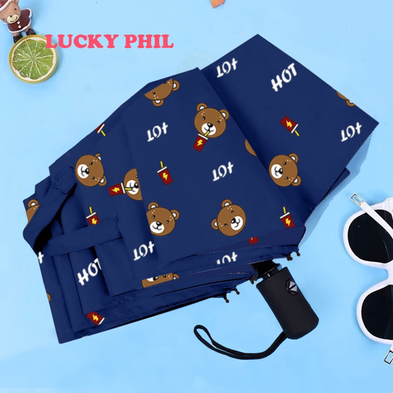 LUCKY PHIL automatic hot bear umbrella open/closed black uv coated ...