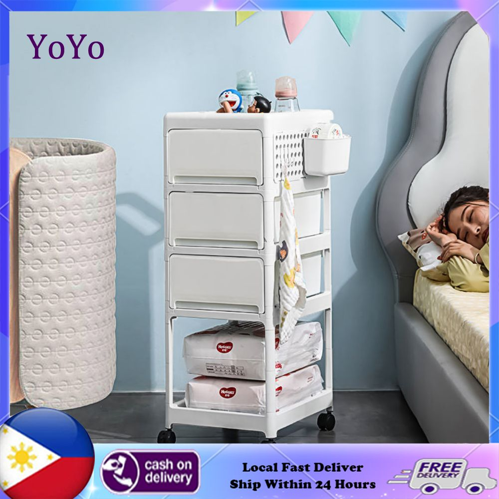 Multi-layer Mobile Storage Rack 4 Tier Newborn Simple Trolley Cart ...