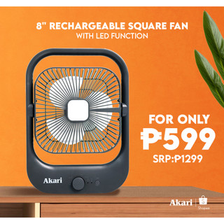 Akari ARF-8018 Rechargeable Eliptical Fan w/ LED 8" | Shopee Philippines
