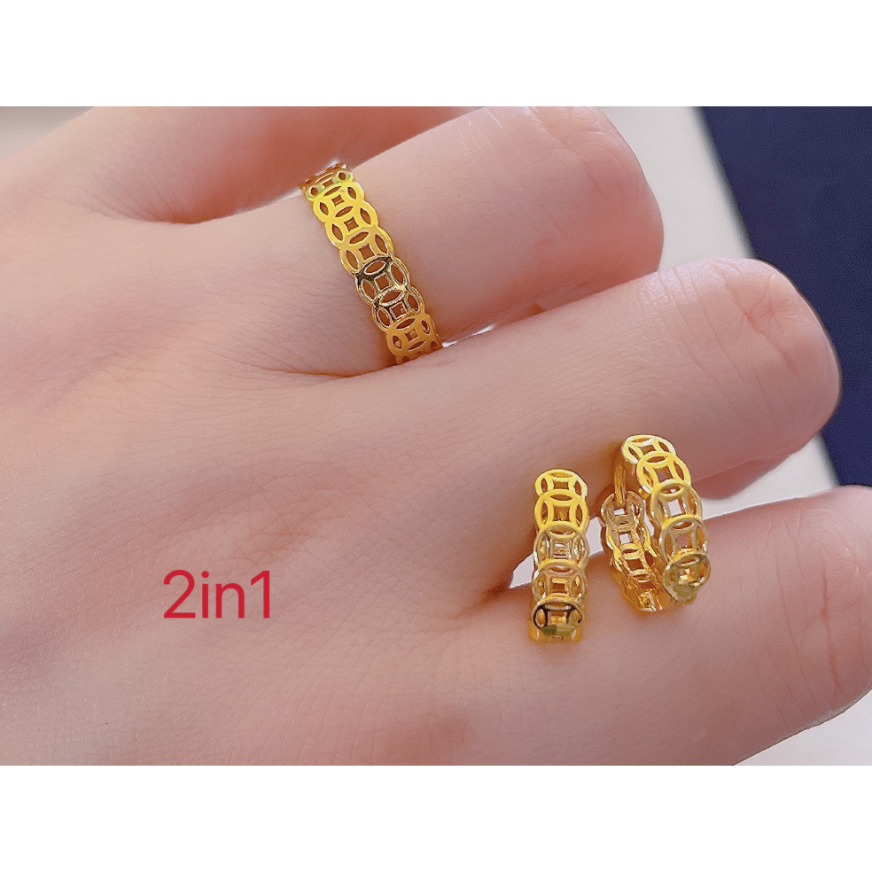 LUCKY Charm Earrings Money Catcher Coin Bangkok gold Charm 2in1 ...