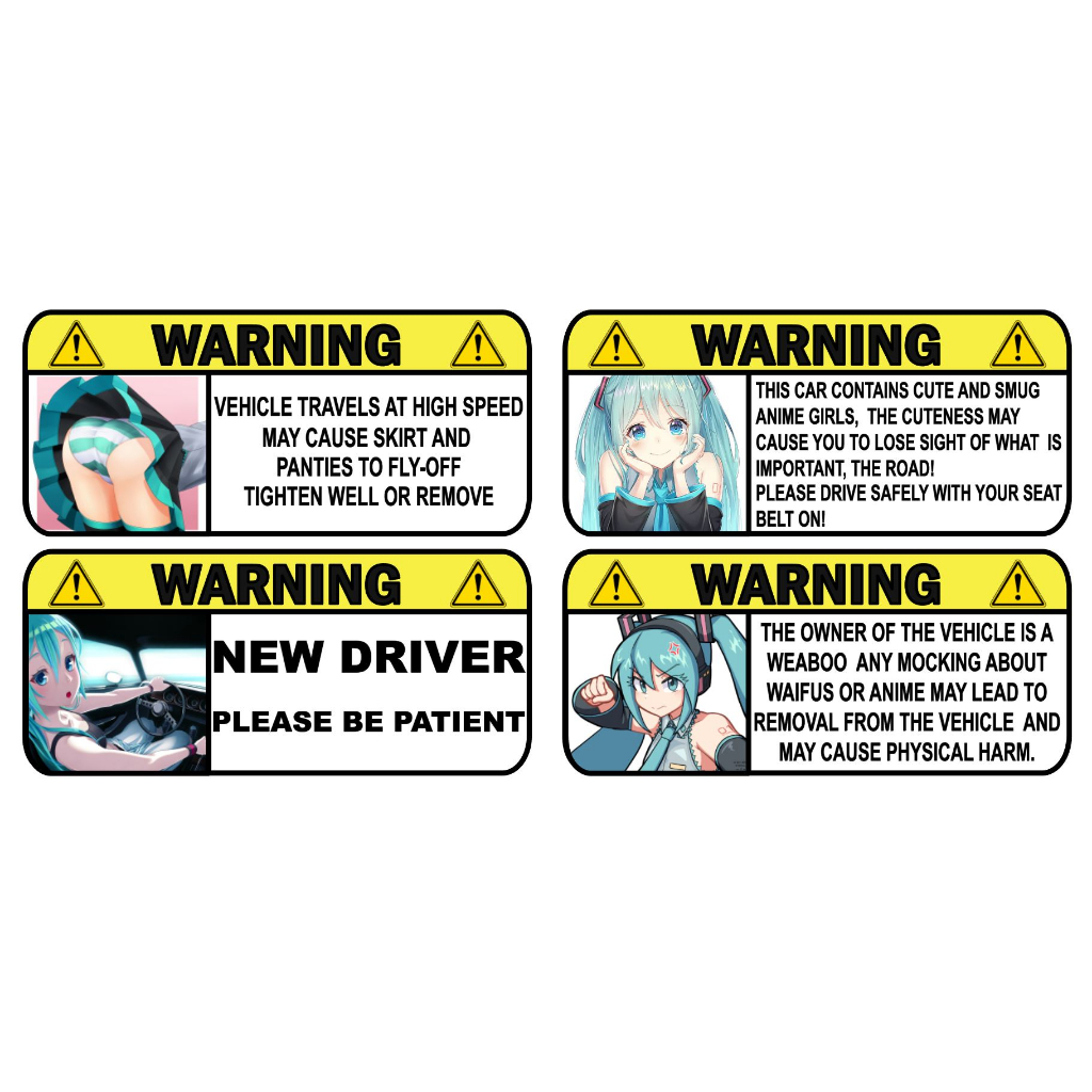 Anime Warning Sign Sticker Cars / Motorcycle Stickers Hatsune Miku ...