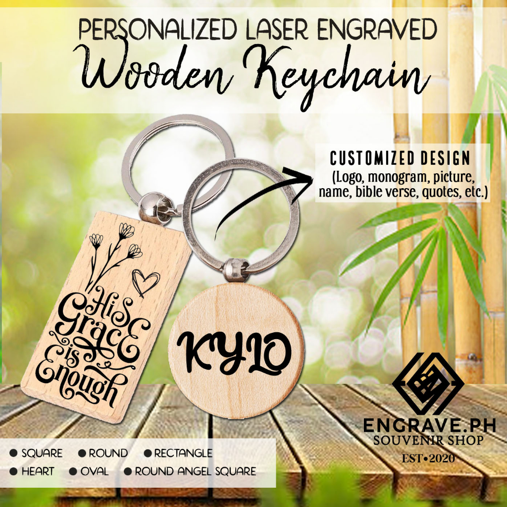 Personalized Wooden Keychain (Free Laser engraved) | Shopee Philippines