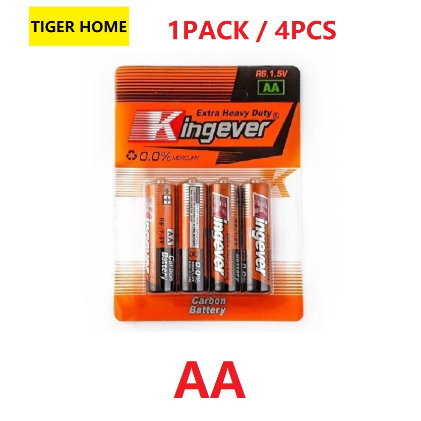 TIGER HOME COD 4pcs Kingever Extra Heavy Duty Battery AAA, AA | Shopee ...