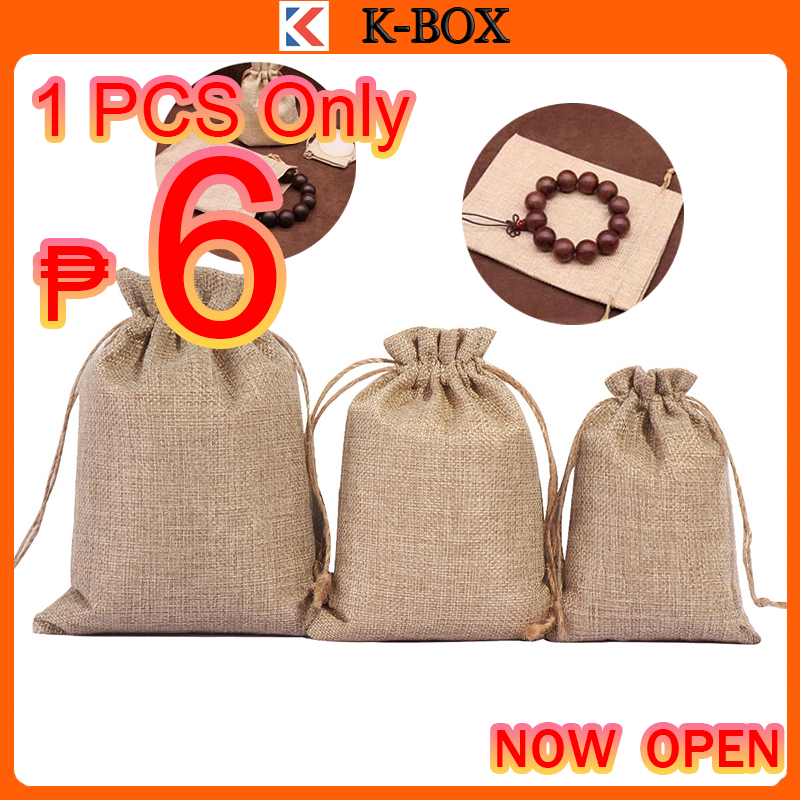 Burlap Drawstring Pouch Plain Linen Gift Bag Jute Storage organizer Pouch String bag dust ...