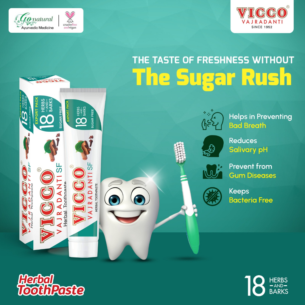 VICCO Herbal Toothpaste Sugar-Free 200g – Natural Ayurvedic Toothpaste ...