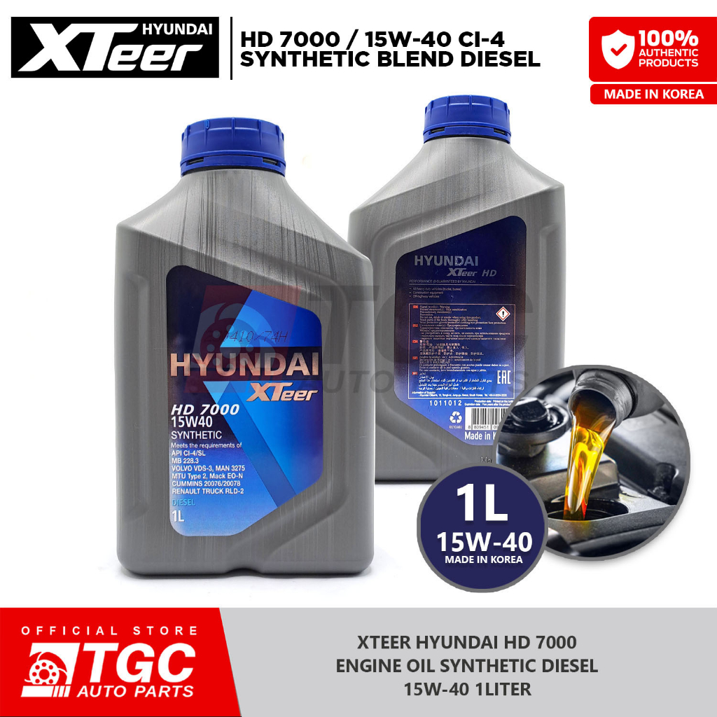 Xteer HD 7000 15W40 Hyundai Engine Oil Synthetic Diesel HD-7000 15W-40 ...