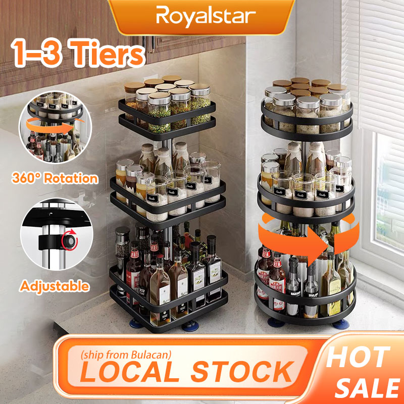 𝗦𝗔𝗙𝗘 𝗗𝗘𝗟𝗜𝗩𝗘𝗥𝗬 1-3 Tiers 360° Rotating Spice Rack Kitchen Adjustable ...
