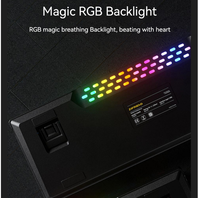 ZIFRIEND KA646 Mechanical Keyboard 64 Keys Rainbow Backlit Blue Red ...