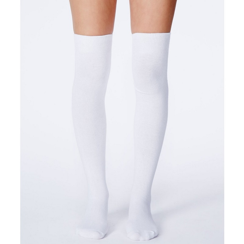 1/3pairs Long Socks Girl Student Socks White Base/Colored Bottom 3 ...