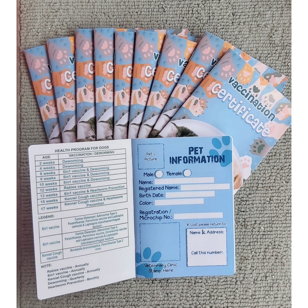 Pet Vaccination Certificate Card for Dogs and Cats | Shopee Philippines