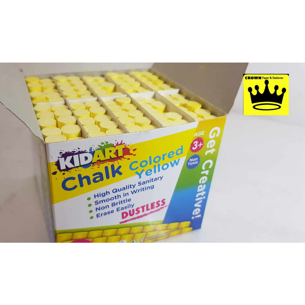 1 box Chalk dustless kids art colored yellow 100 pcs | Shopee Philippines