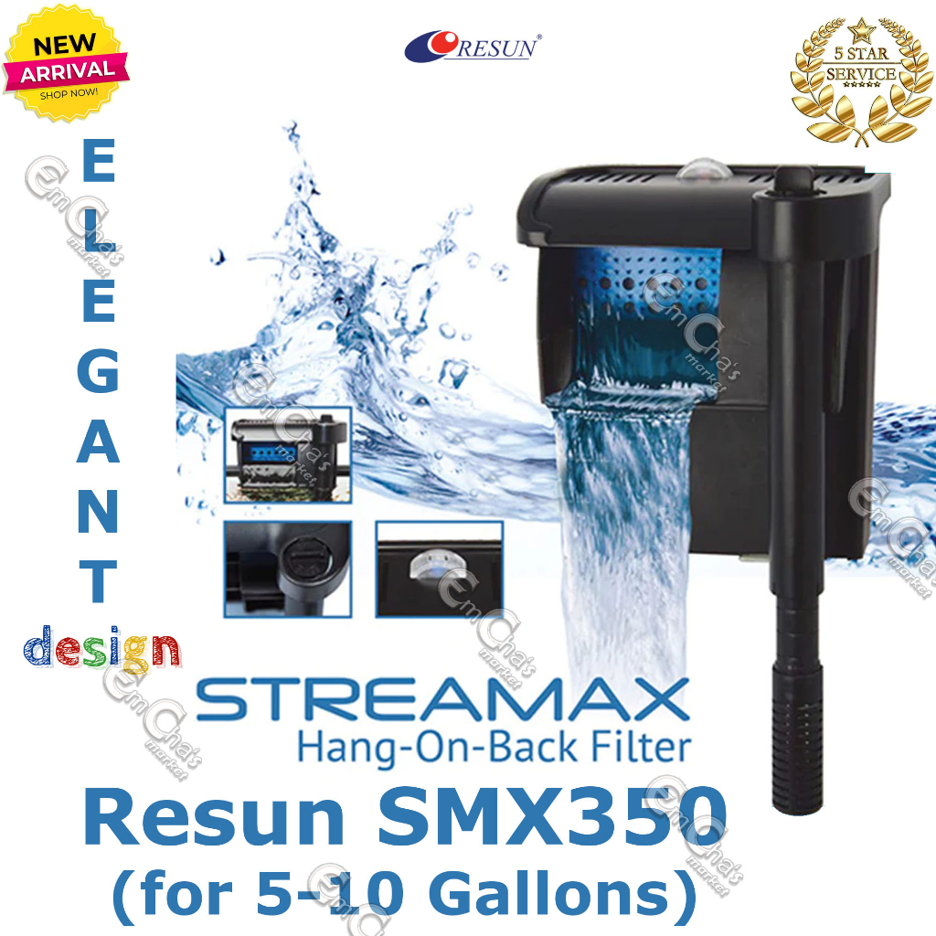 Resun SMX350 Hanging Filter for Aquarium 5-10 Gallons For Rimlesss up ...