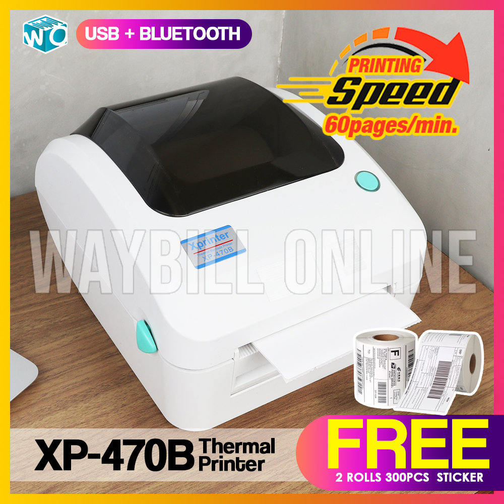 XP-470B Waybill Printer with Peeler (Auto-Peel) Bluetooth/USB Xprinter FREE 600pcs Sticker ...
