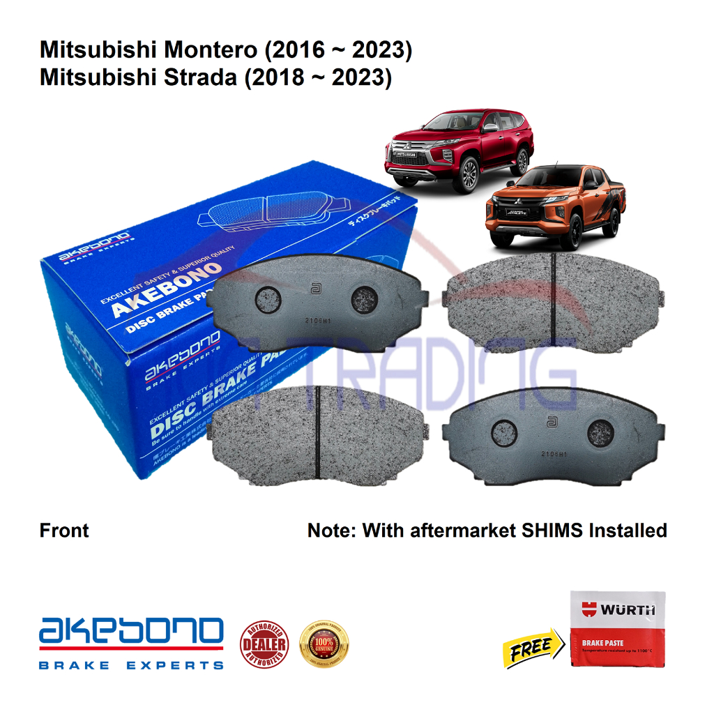 Genuine Akebono Front Brake Pads for Mitsubishi Montero (2016 ~ 2023) Mitsubishi Strada (2019 ...