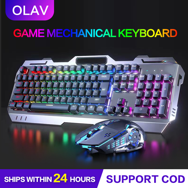 RGB Game 104 Key Keyboard Set Backlit Keyboard Wired Mechanical ...